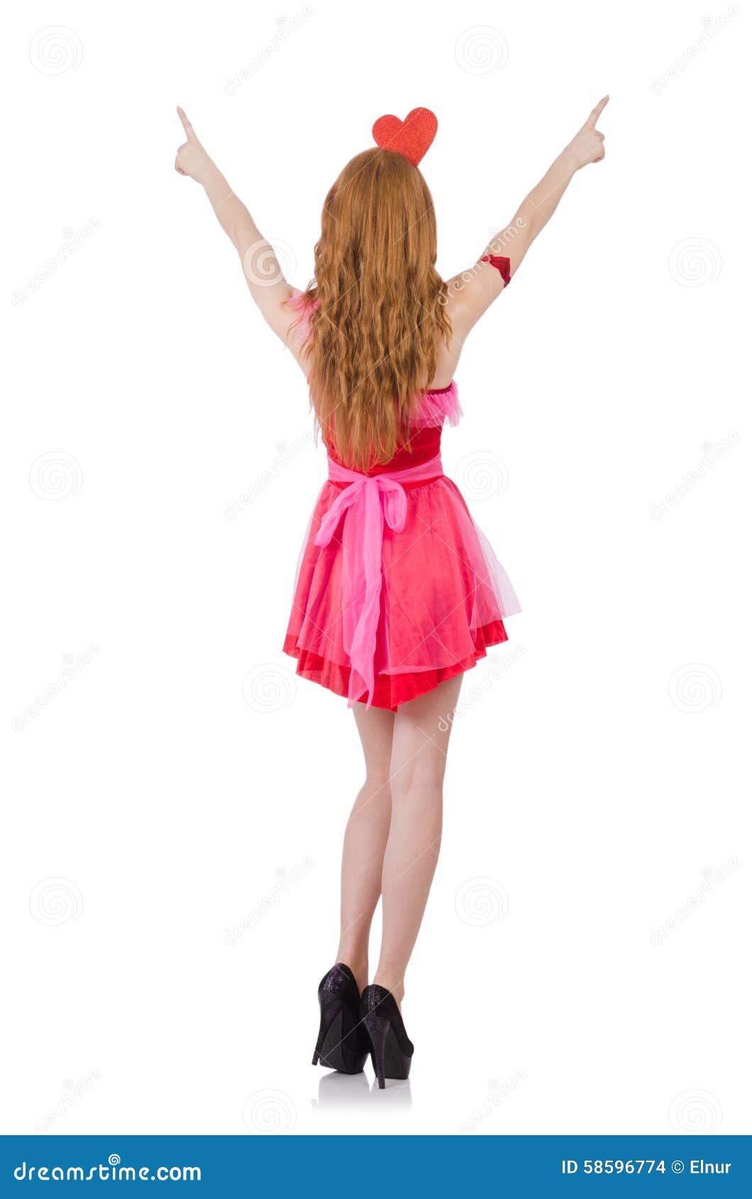 Pretty Young Model in Mini Pink Dress Isolated on Stock Photo - Image ...