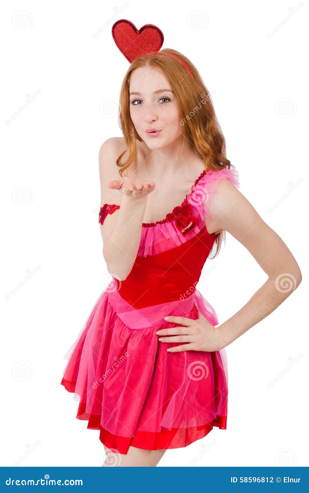Pretty Young Model in Mini Pink Dress Isolated on Stock Photo - Image ...