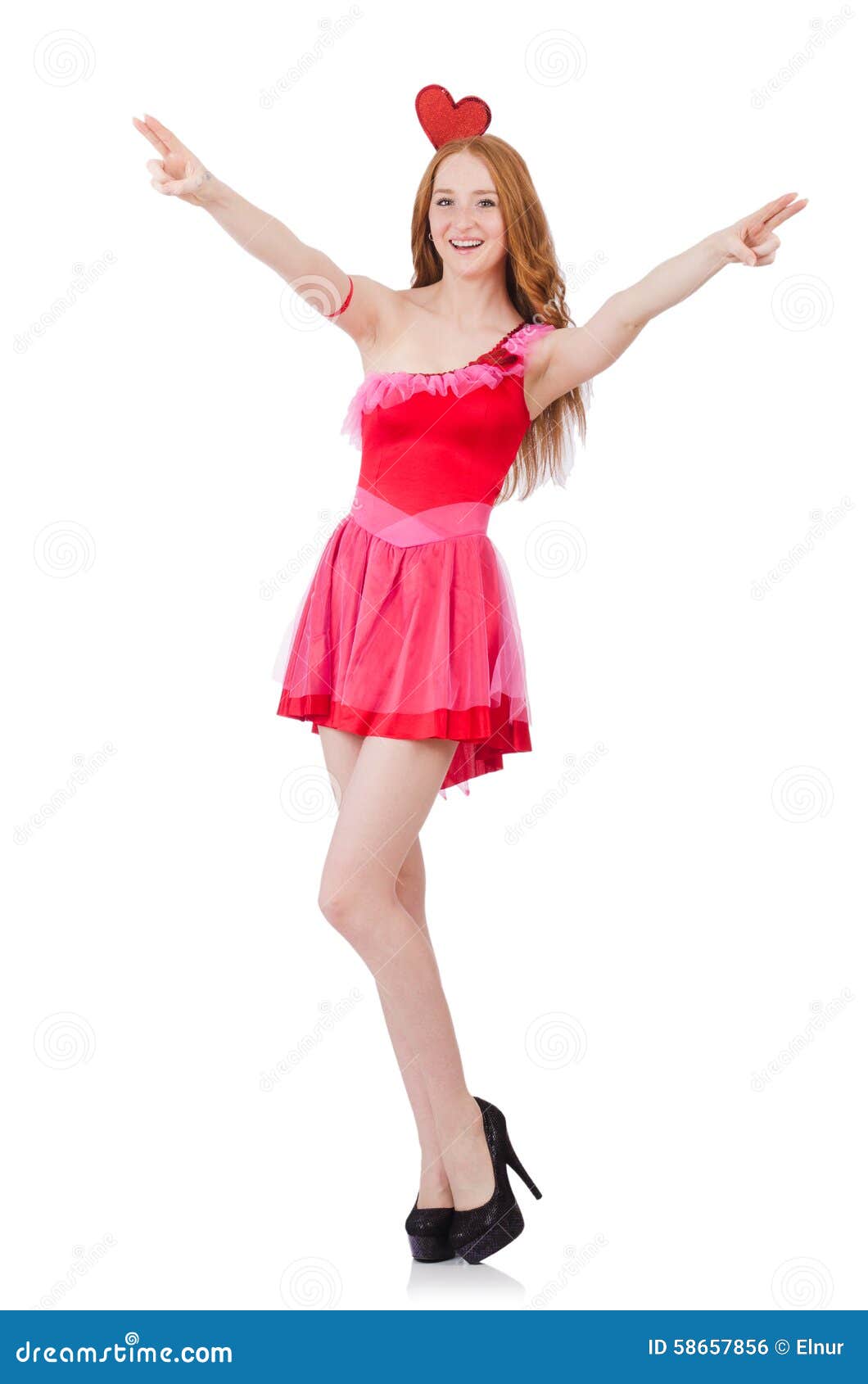 Pretty Young Model in Mini Pink Dress Isolated on Stock Photo - Image ...