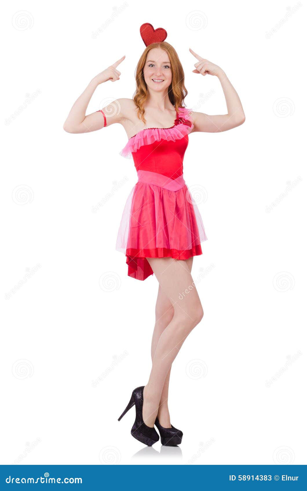 Pretty Young Model in Mini Pink Dress Isolated on Stock Image - Image ...