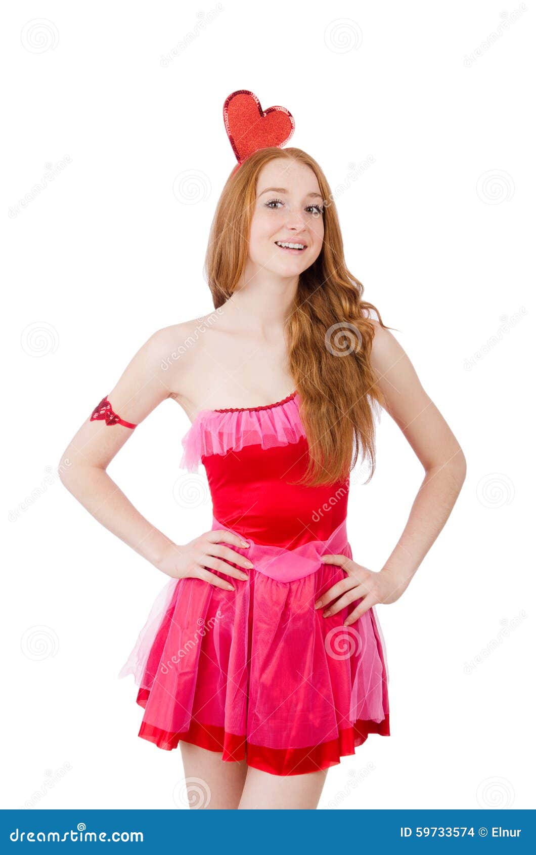 Pretty Young Model in Mini Pink Dress Isolated on Stock Photo - Image ...