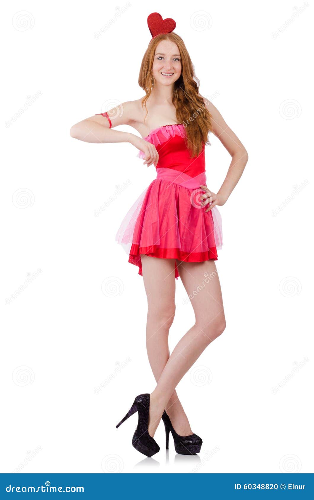 Pretty Young Model in Mini Pink Dress Isolated on Stock Photo - Image ...