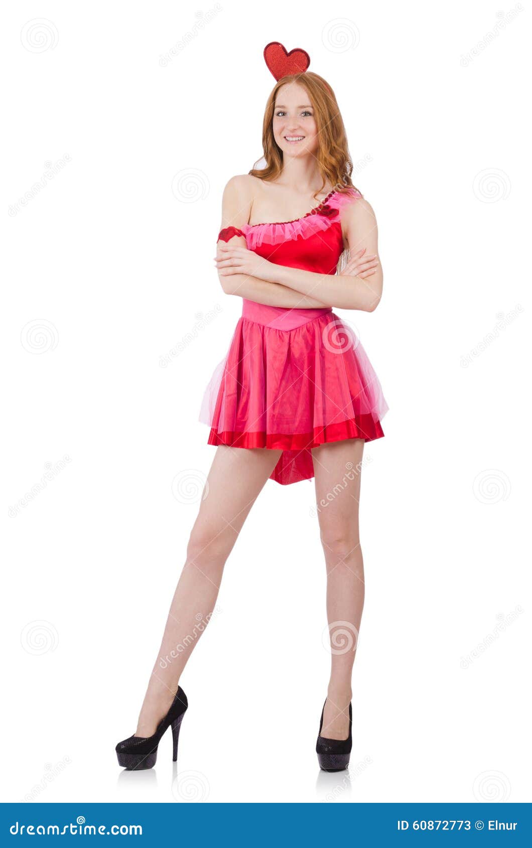 The Pretty Young Model in Mini Pink Dress Isolated Stock Image - Image ...