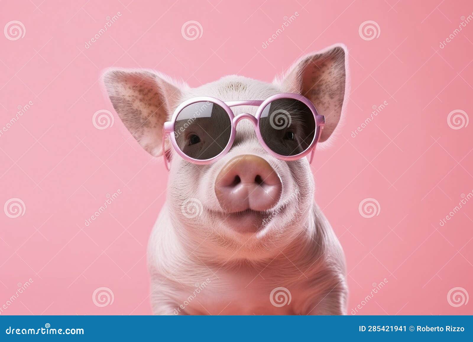 Pig Wearing Sunglasses Isolated on Solid Pink Background. Generative AI ...
