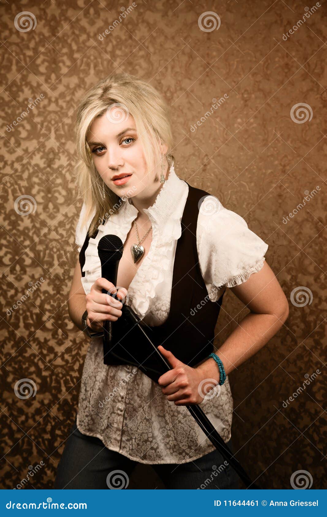 Pretty Young Singer or Comedian Stock Image - Image of necklace ...
