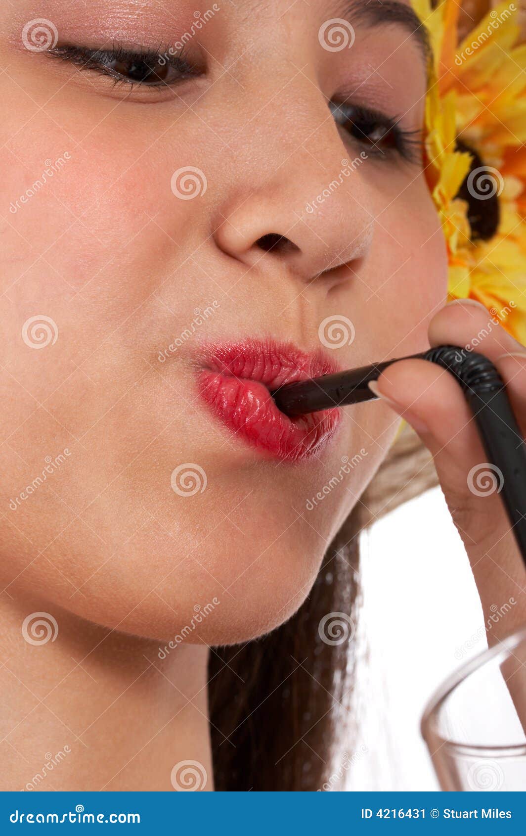 Pretty young sipping stock image. Image of woman, face - 4216431