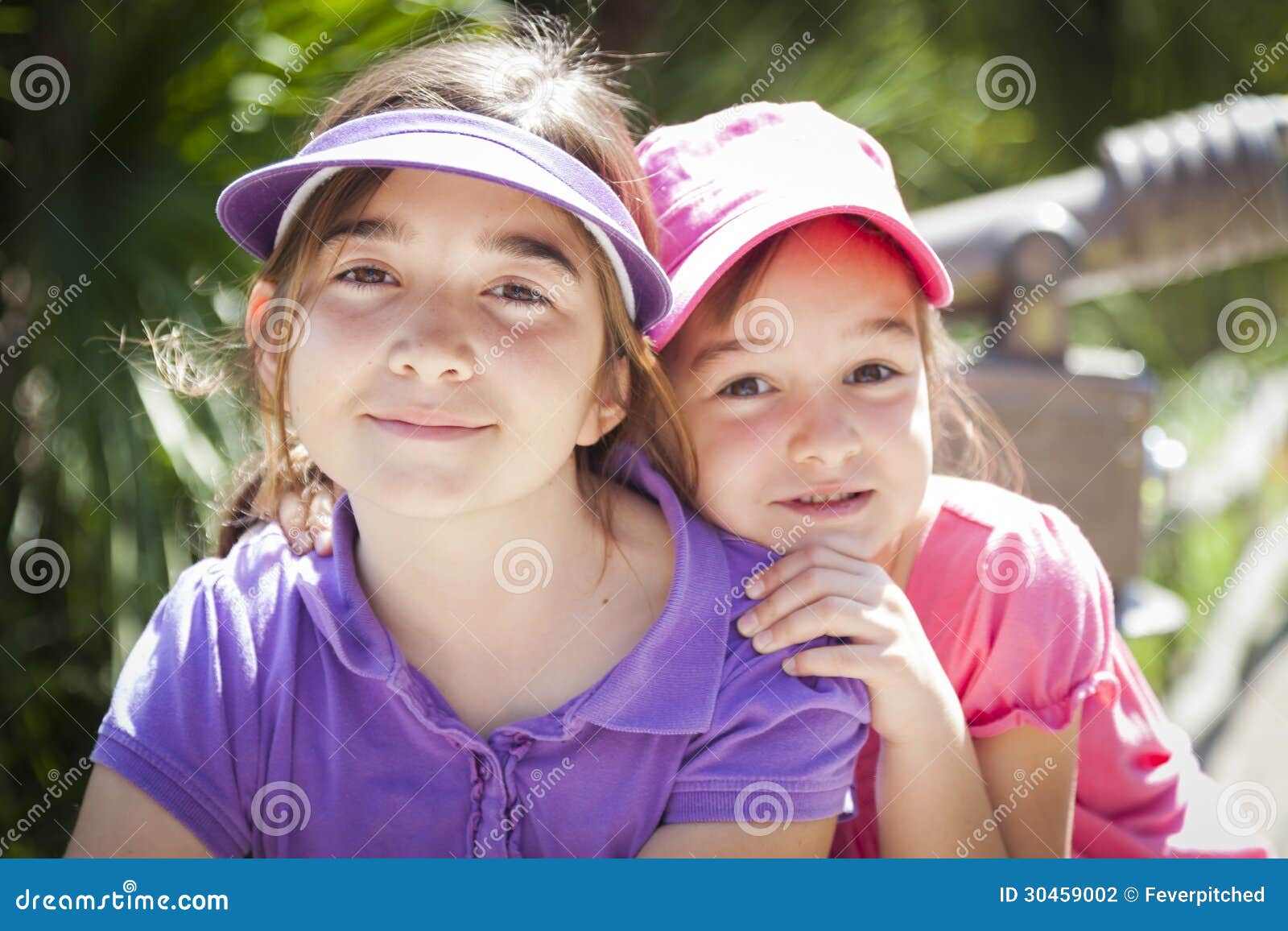 Pretty Young Sisters Portrait Outside Stock Photo - Image of vacation ...