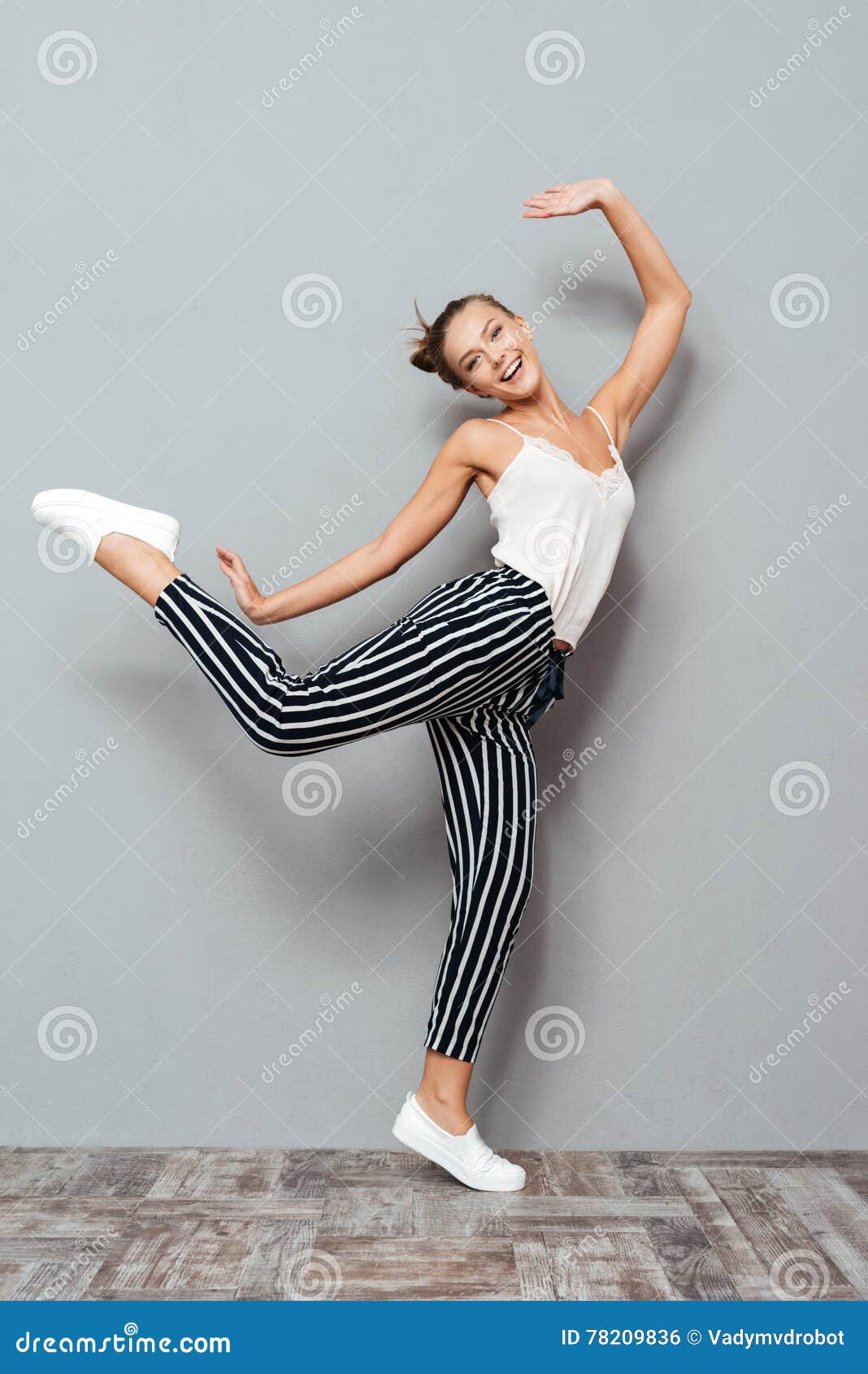 Pretty Young Smiling Girl Making Fun Isolated Stock Photo - Image of ...