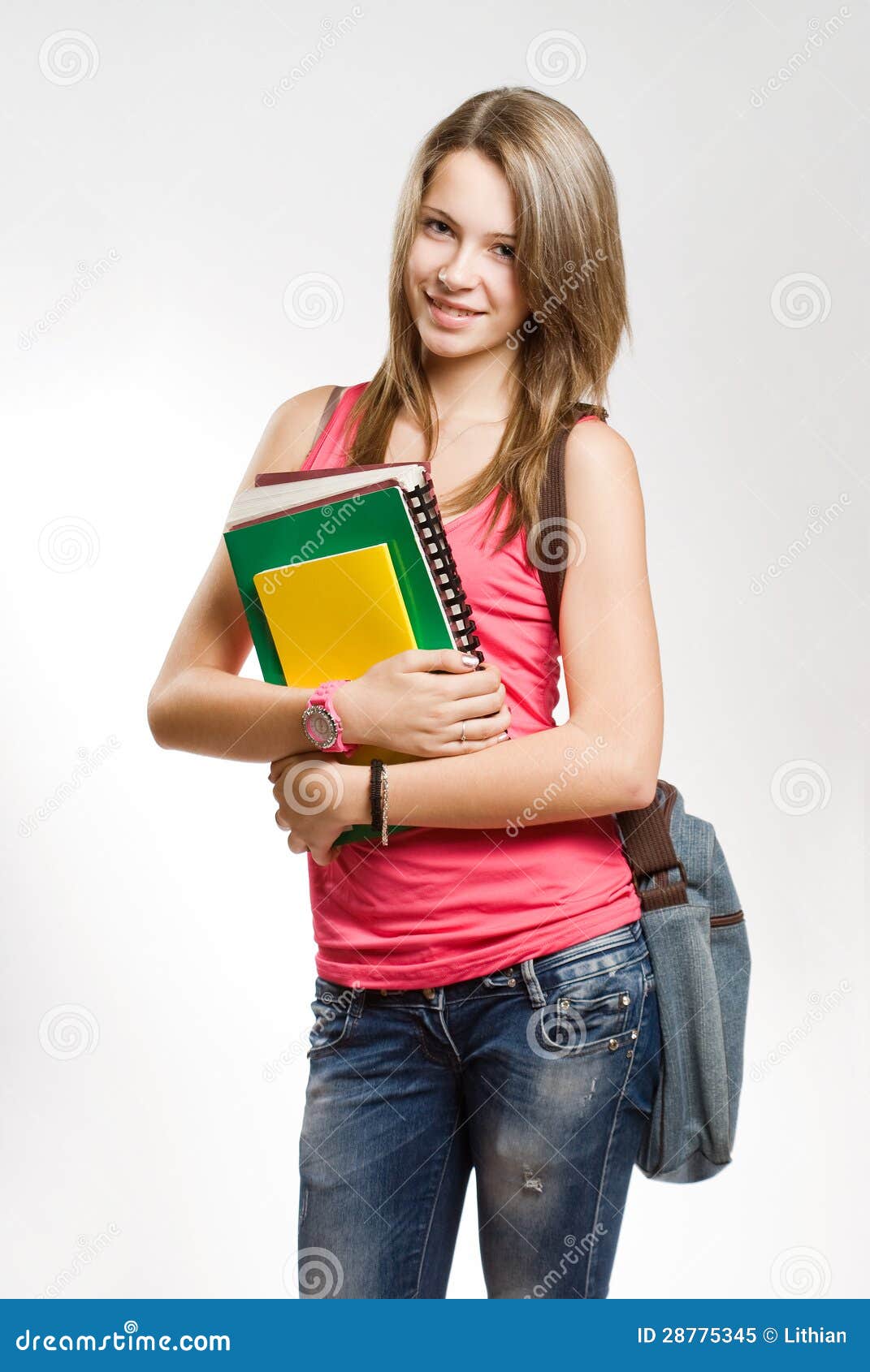 Pretty young student girl. stock image. Image of smiling - 28775345