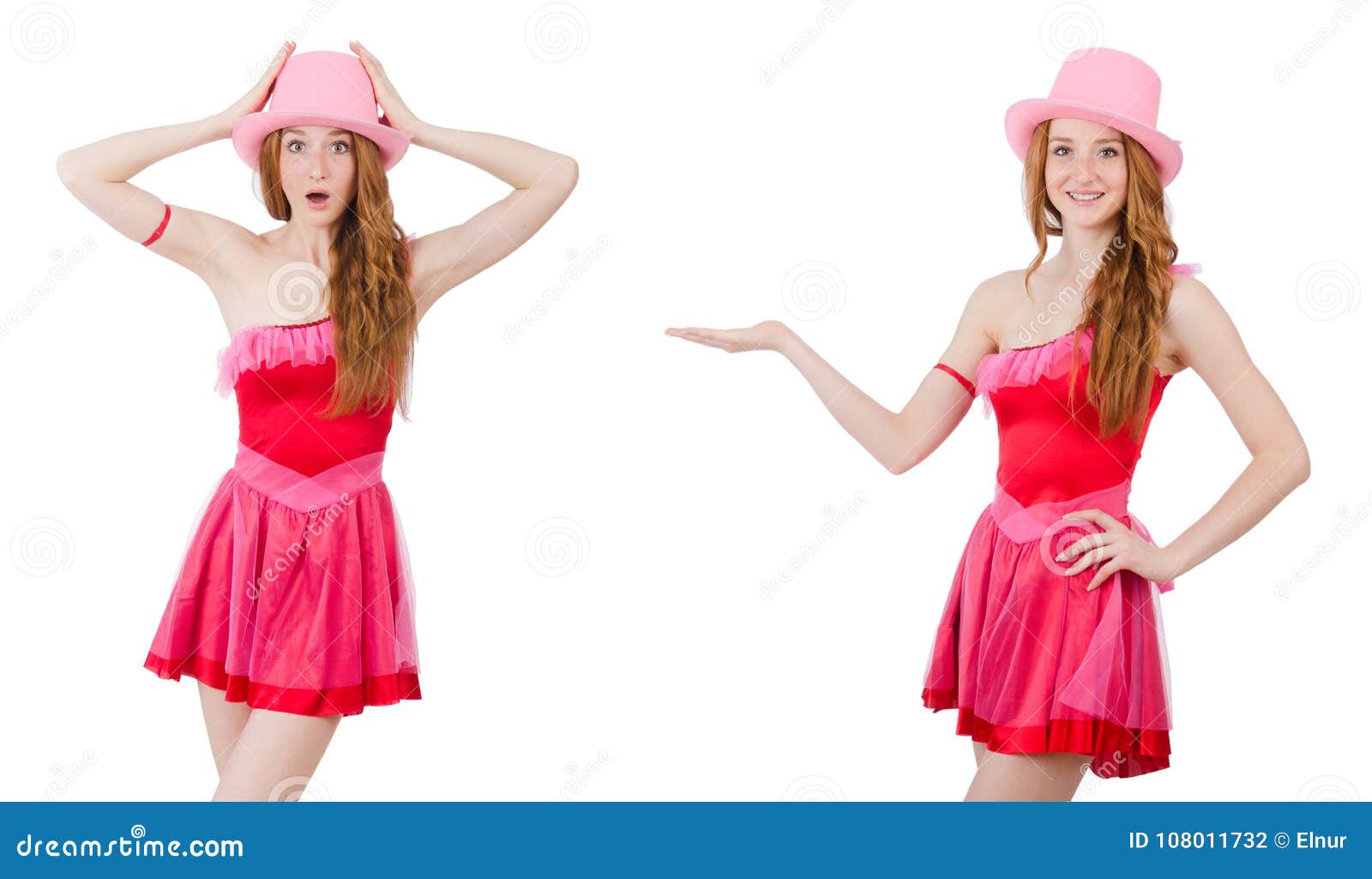The Pretty Young Wizard in Mini Pink Dress Isolated on White Stock ...