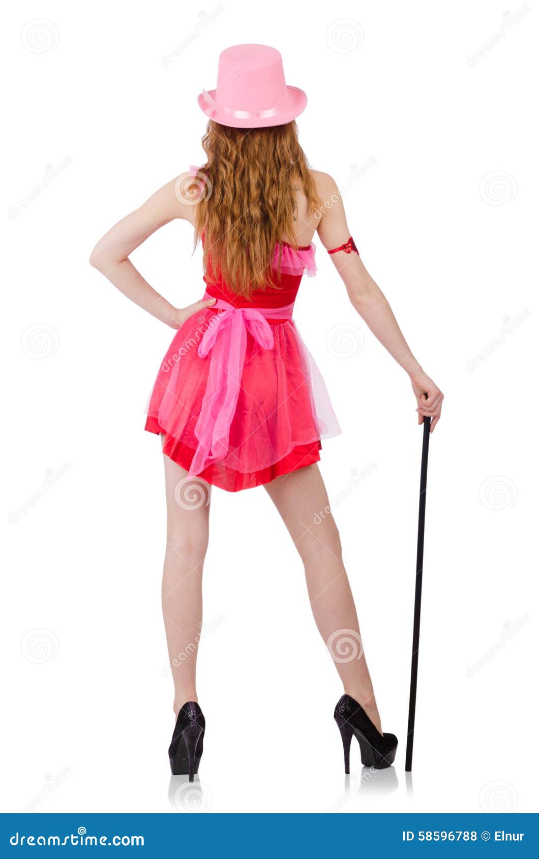 Pretty Young Wizard in Mini Pink Dress Isolated on Stock Photo - Image ...