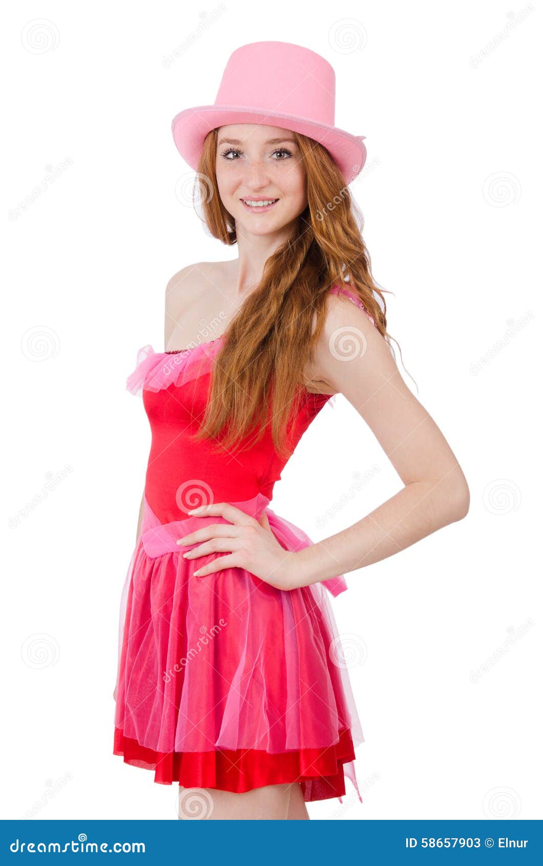 Pretty Young Wizard in Mini Pink Dress Isolated on Stock Image - Image ...