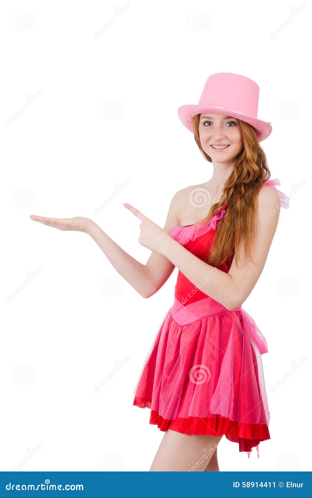 Pretty Young Wizard in Mini Pink Dress Isolated on Stock Image - Image ...
