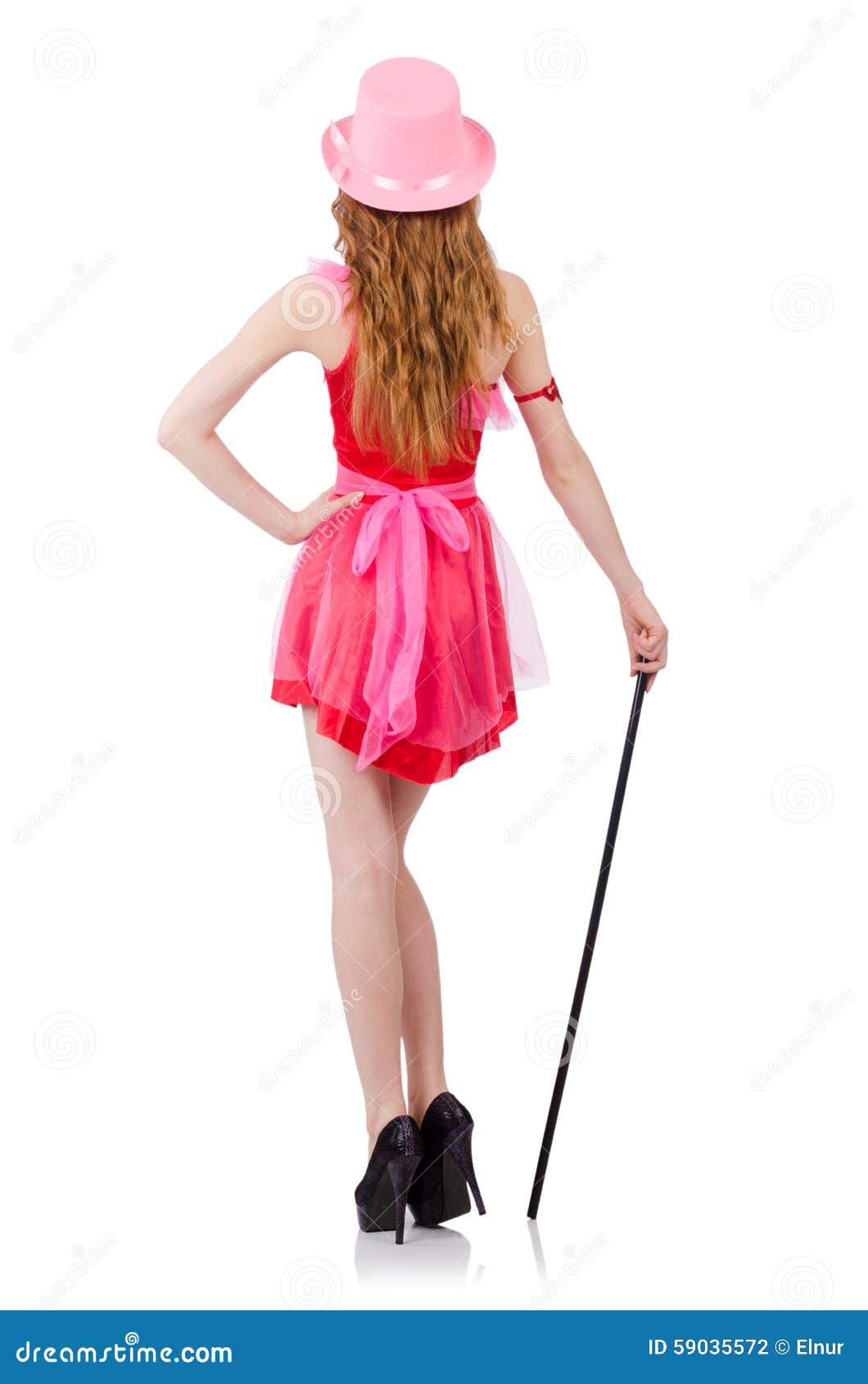 Pretty Young Wizard in Mini Pink Dress Isolated on Stock Photo - Image ...
