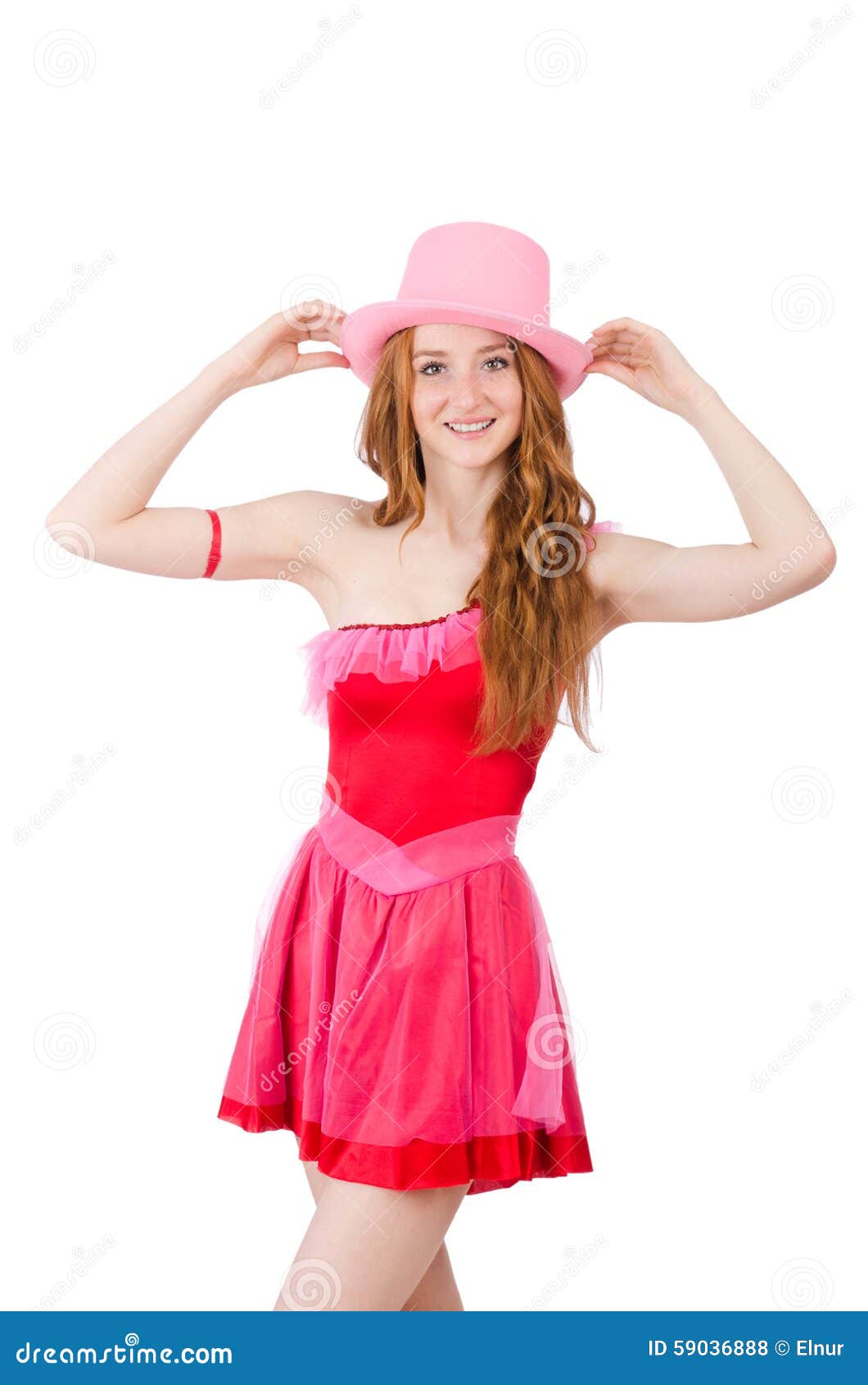 Pretty Young Wizard in Mini Pink Dress Isolated on Stock Photo - Image ...