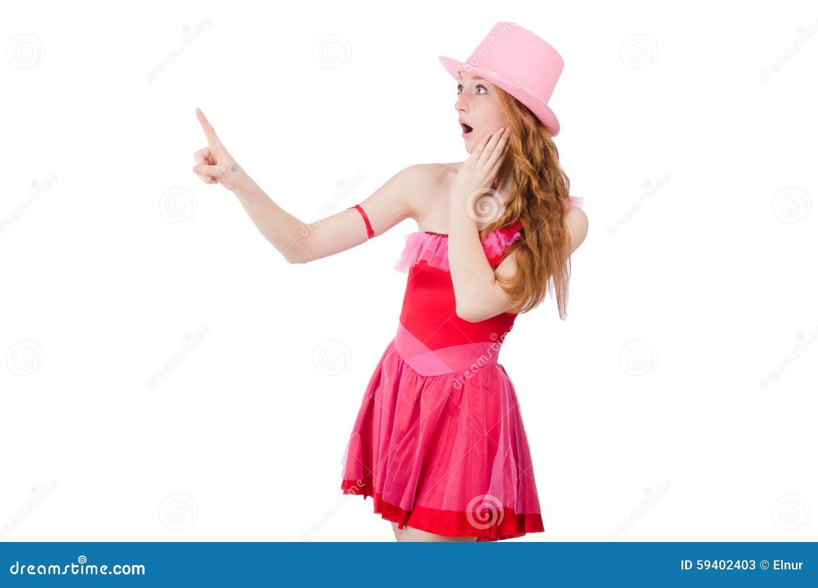 Pretty Young Wizard in Mini Pink Dress Isolated on Stock Image - Image ...