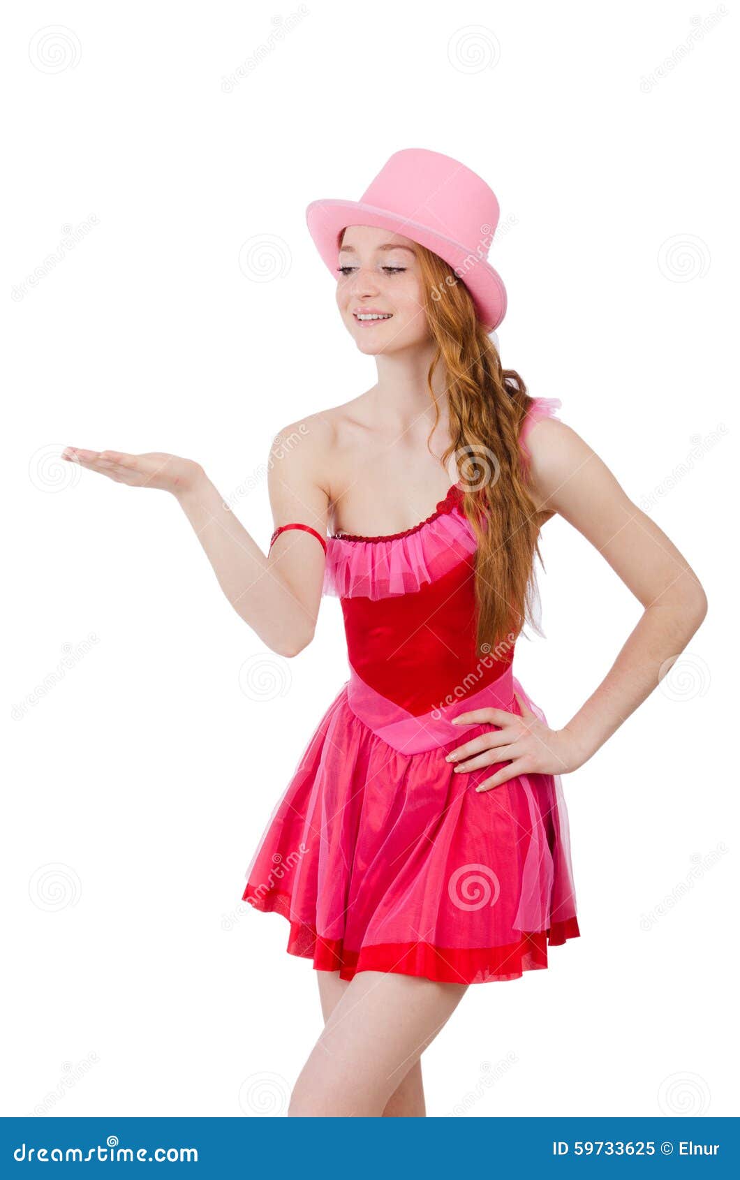 Pretty Young Wizard in Mini Pink Dress Isolated on Stock Image - Image ...
