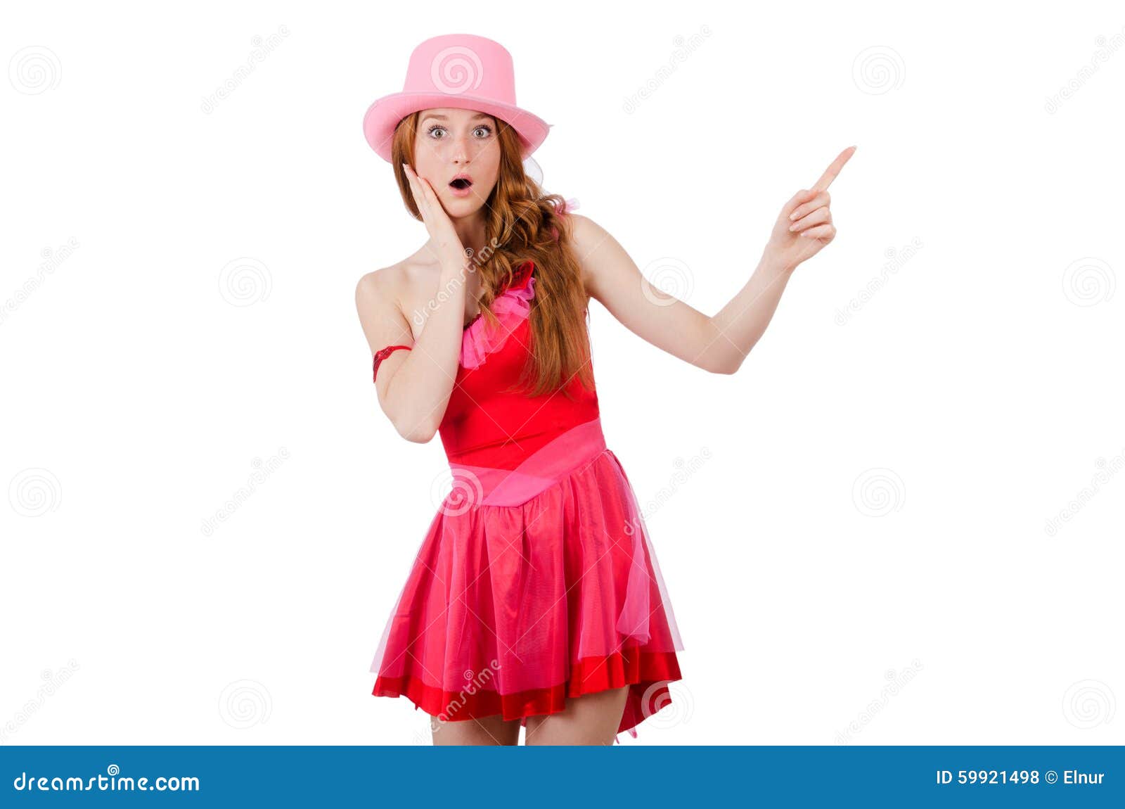 Pretty Young Wizard in Mini Pink Dress Isolated on Stock Photo - Image ...