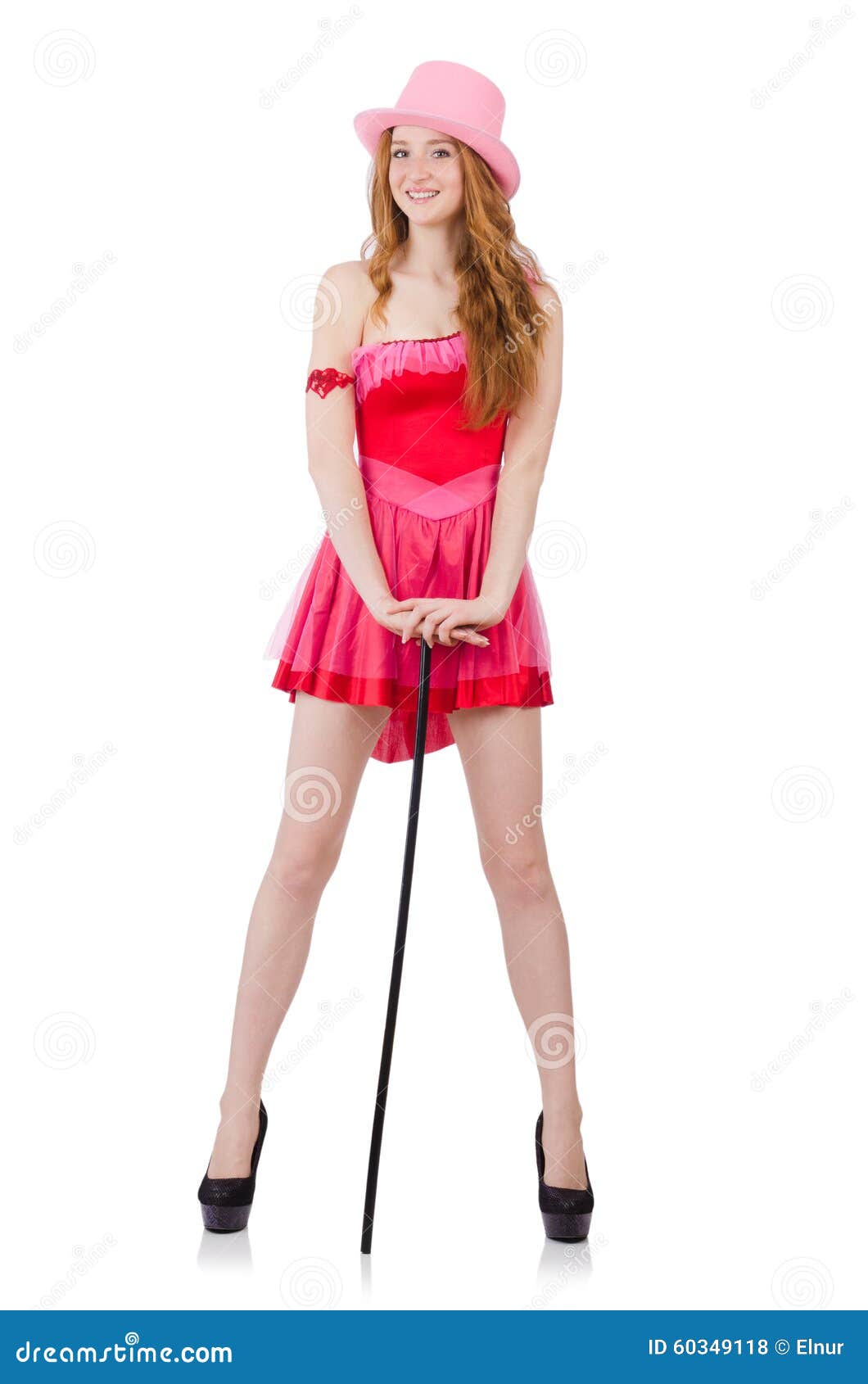 Pretty Young Wizard in Mini Pink Dress Isolated on Stock Photo - Image ...