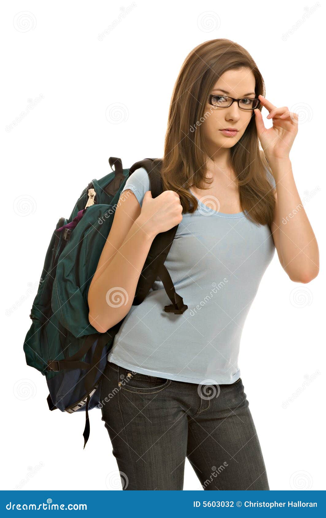 Pretty Young Woman with Backpack Stock Photo - Image of back ...