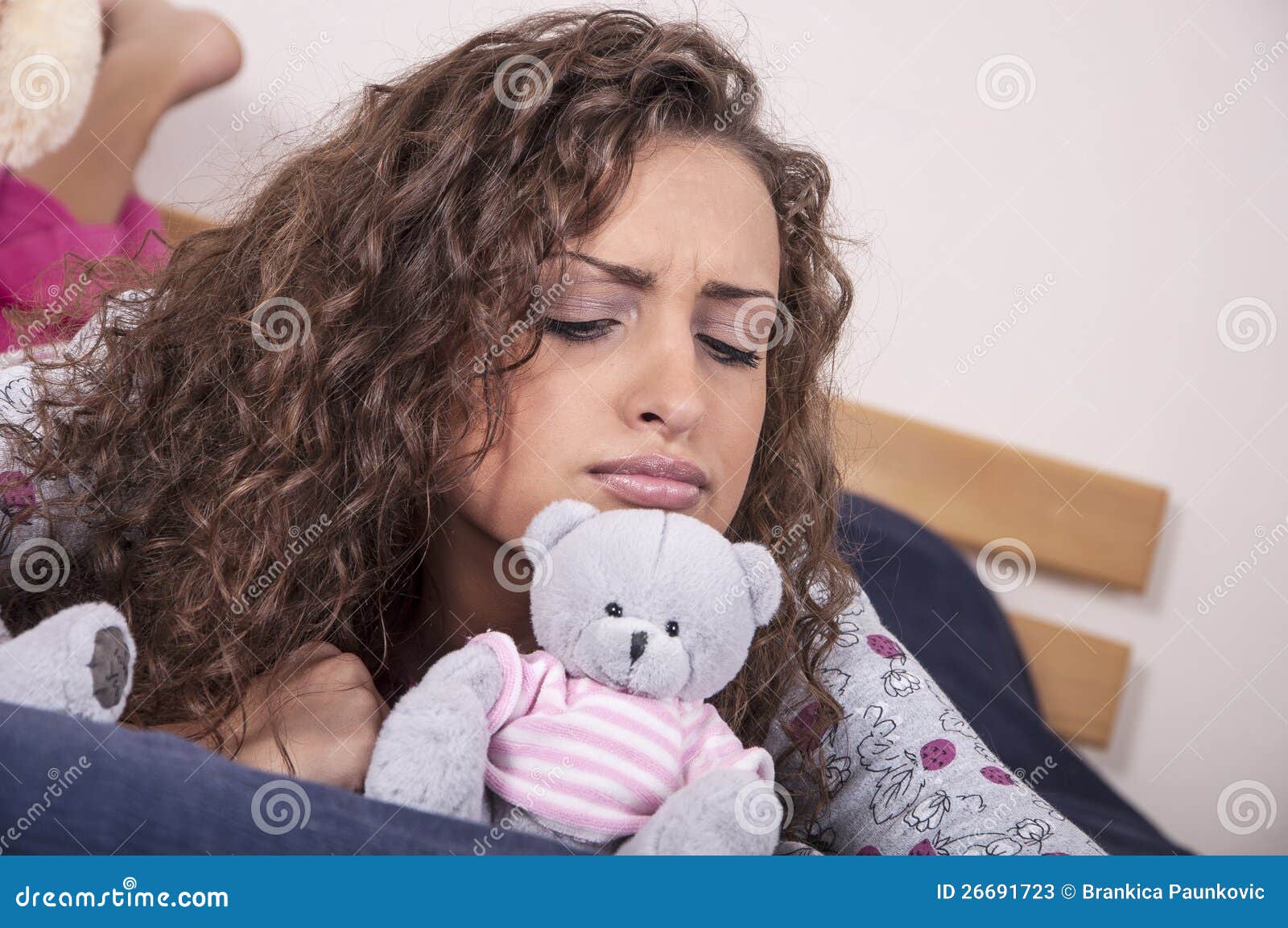 Pretty Young Woman in Bad Mood Stock Image - Image of alone, bear: 26691723