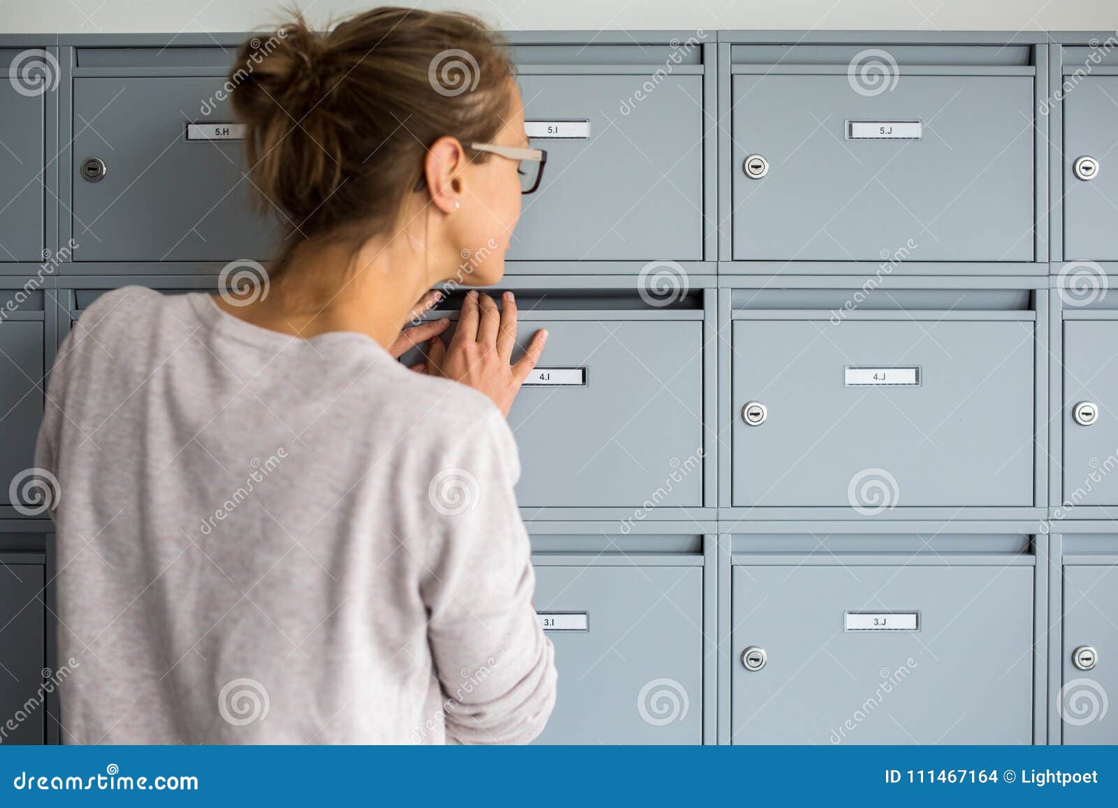 Pretty, Young Woman Checking Her Mailbox Stock Photo - Image of deliver ...