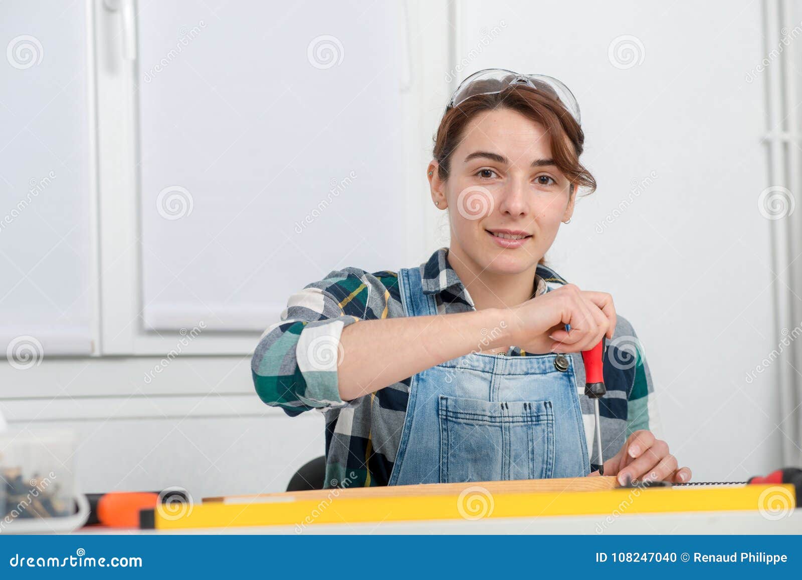 Pretty Young Woman Doing DIY Work at Home Stock Photo - Image of ...