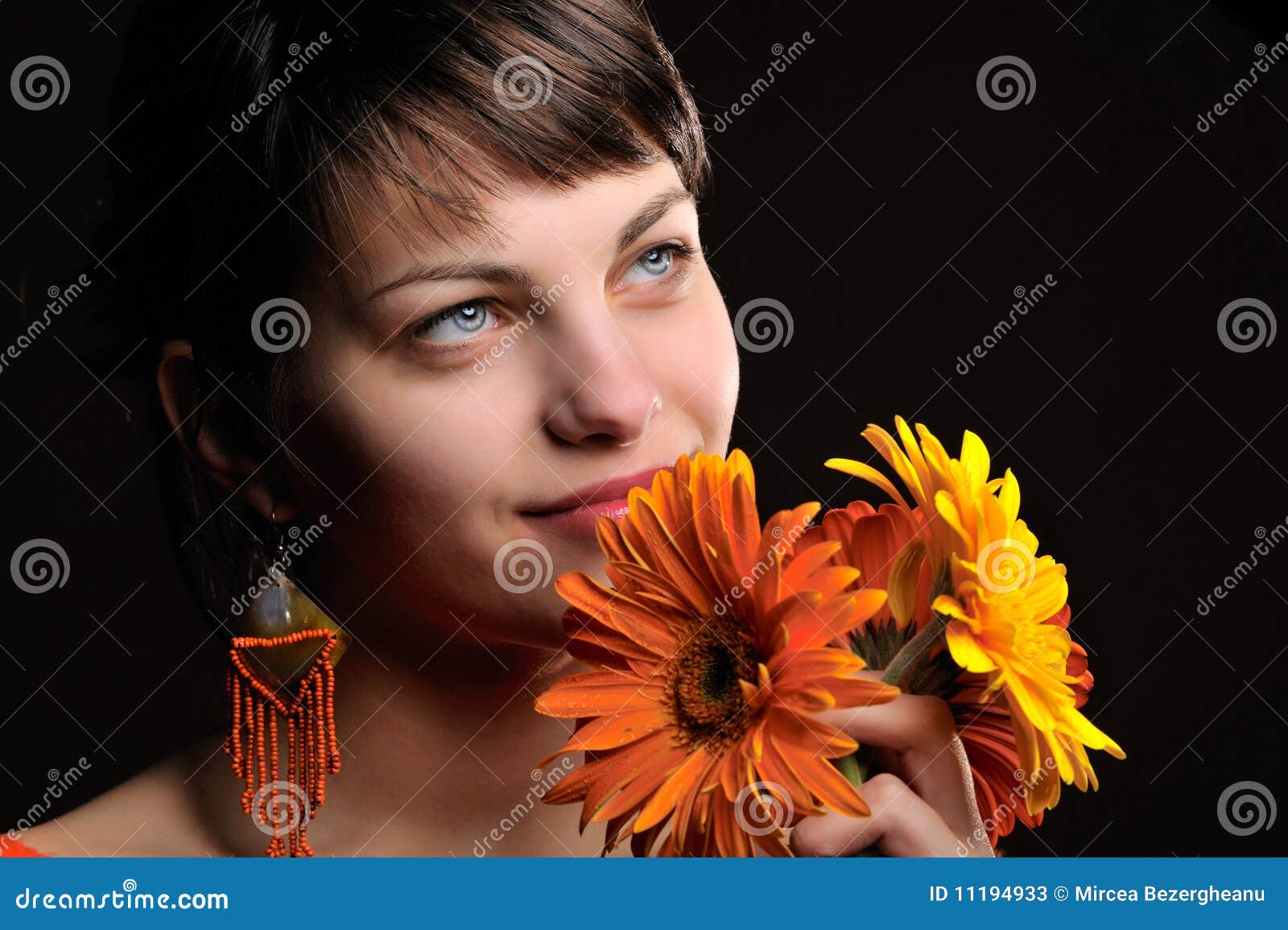 Pretty Young Woman with Flowers Stock Image - Image of female, closeup ...