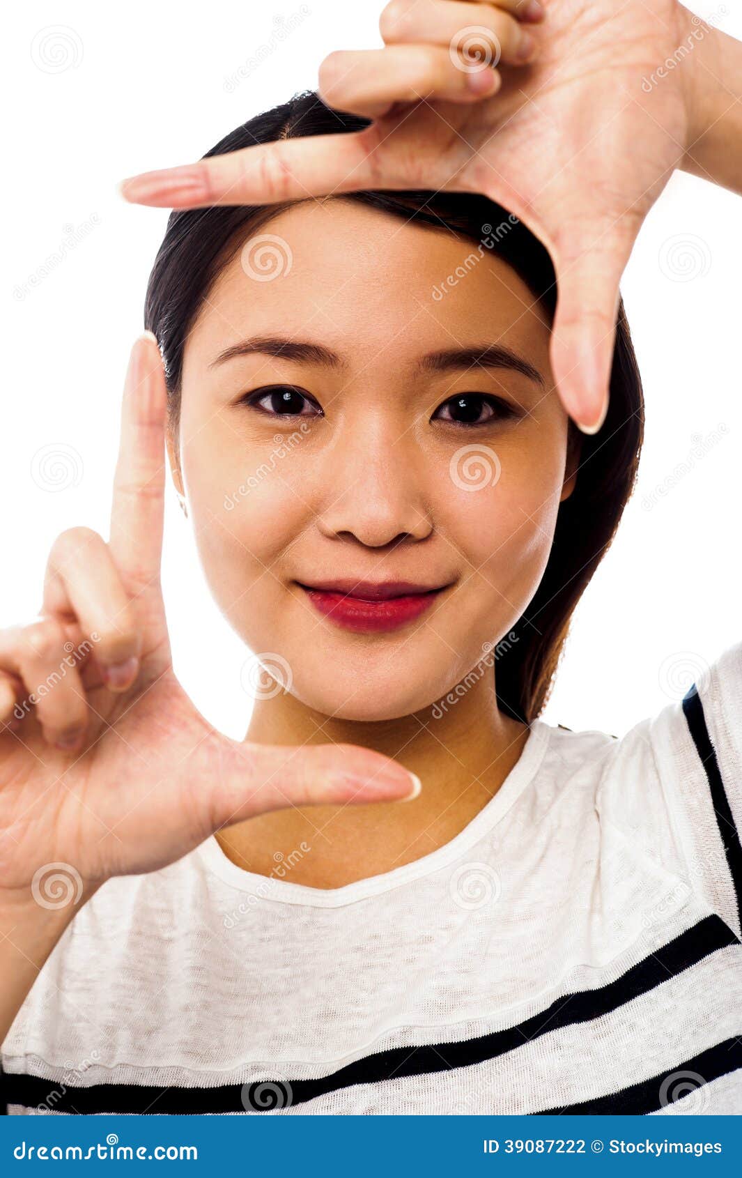 Pretty Young Woman Framing Face Stock Photo - Image of closeup, fashion ...