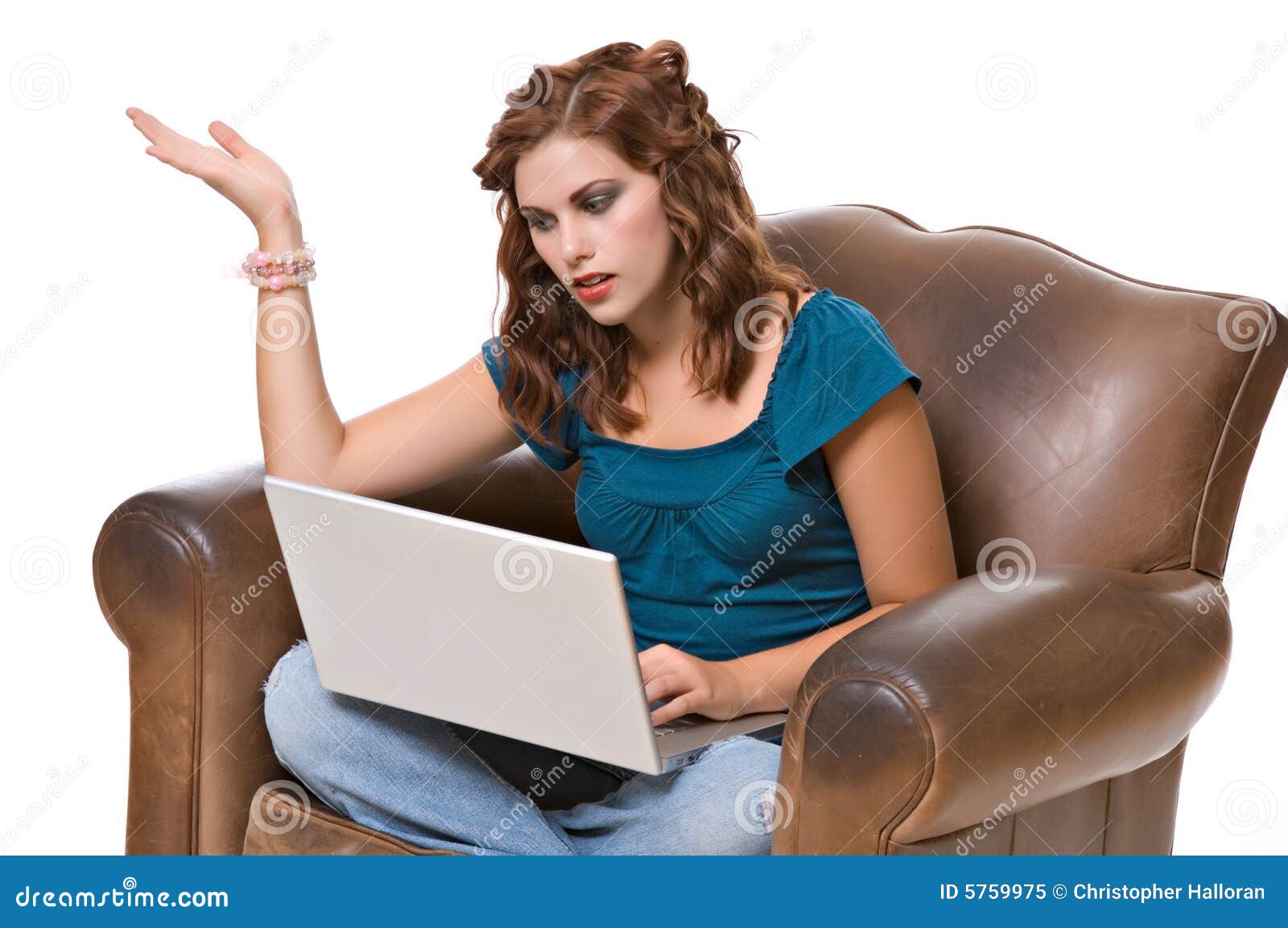Pretty Young Woman Frustrated with Computer Stock Image - Image of ...