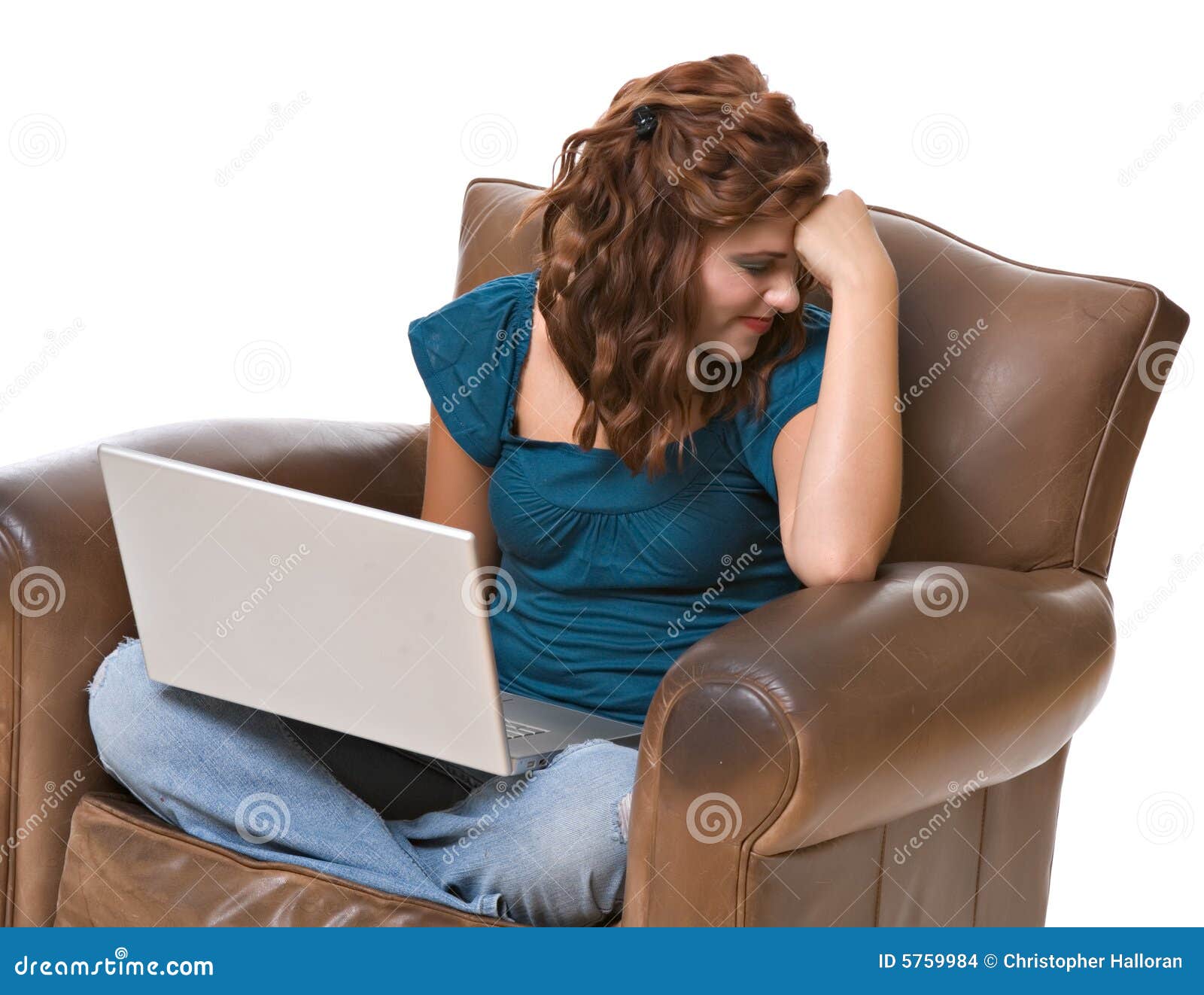 Pretty Young Woman Frustrated with Computer Stock Photo - Image of hair ...