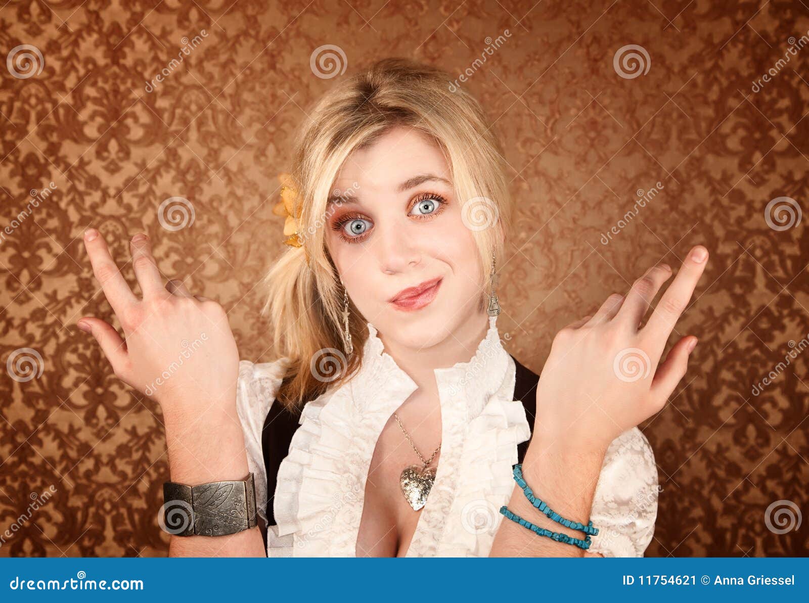 Pretty Young Woman Gesturing with Her Hands Stock Image - Image of ...