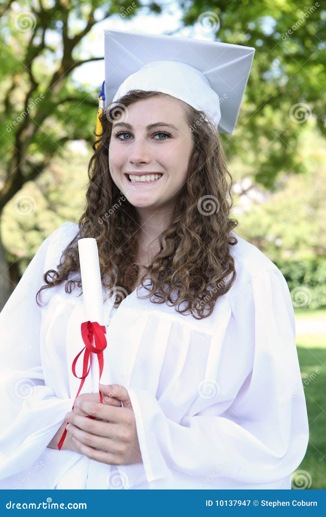 Pretty Young Woman at Graduation Stock Image - Image of certificate ...