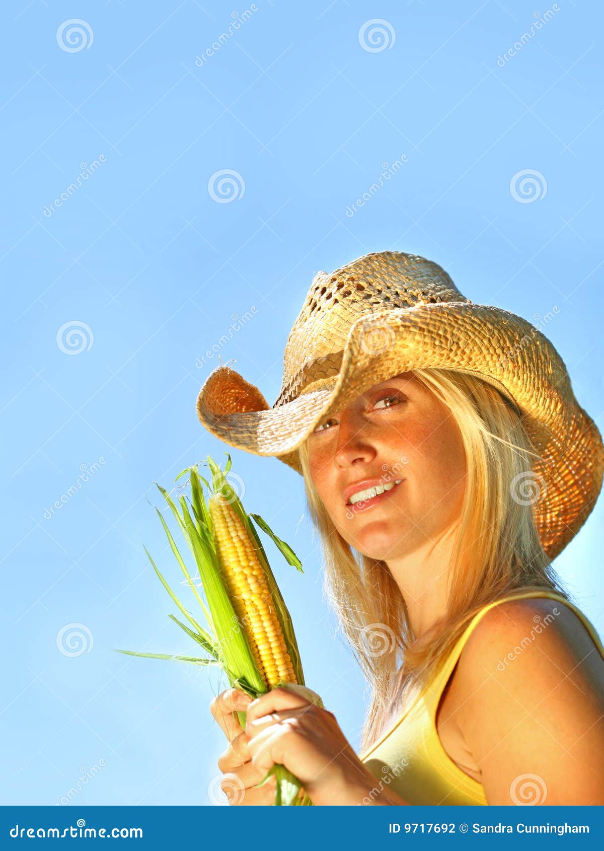 Pretty Young Woman Holding Corn Stock Photo - Image of concept, grow ...
