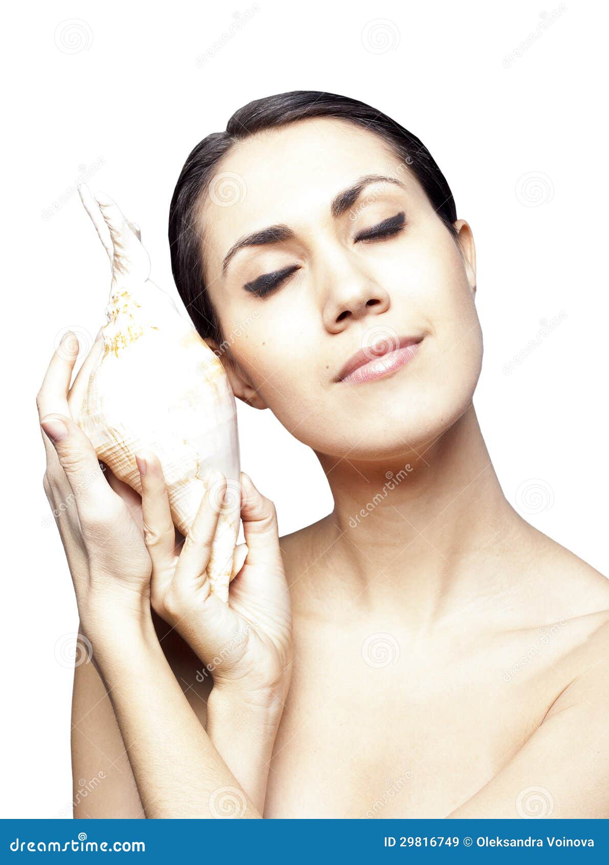Woman holding shell stock image. Image of young, people - 29816749