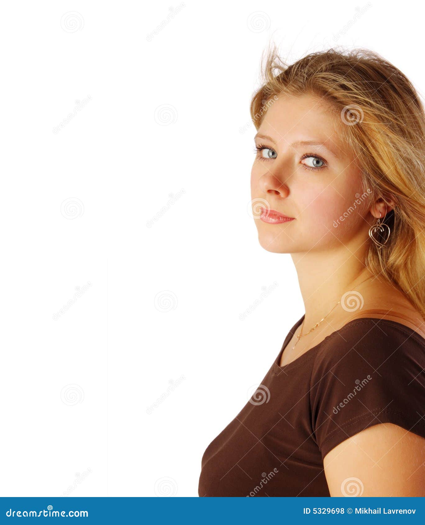 Pretty Young Woman Looking at You Stock Photo - Image of shoulders ...
