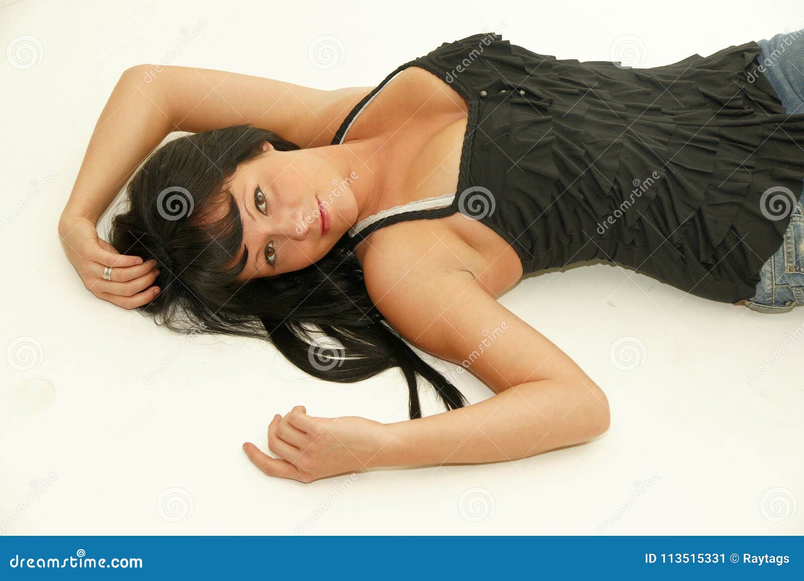 Pretty Young Woman Lying on Her Back Stock Image - Image of black ... Pretty Young Woman Lying on Her Back Stock Image - Image of black ...