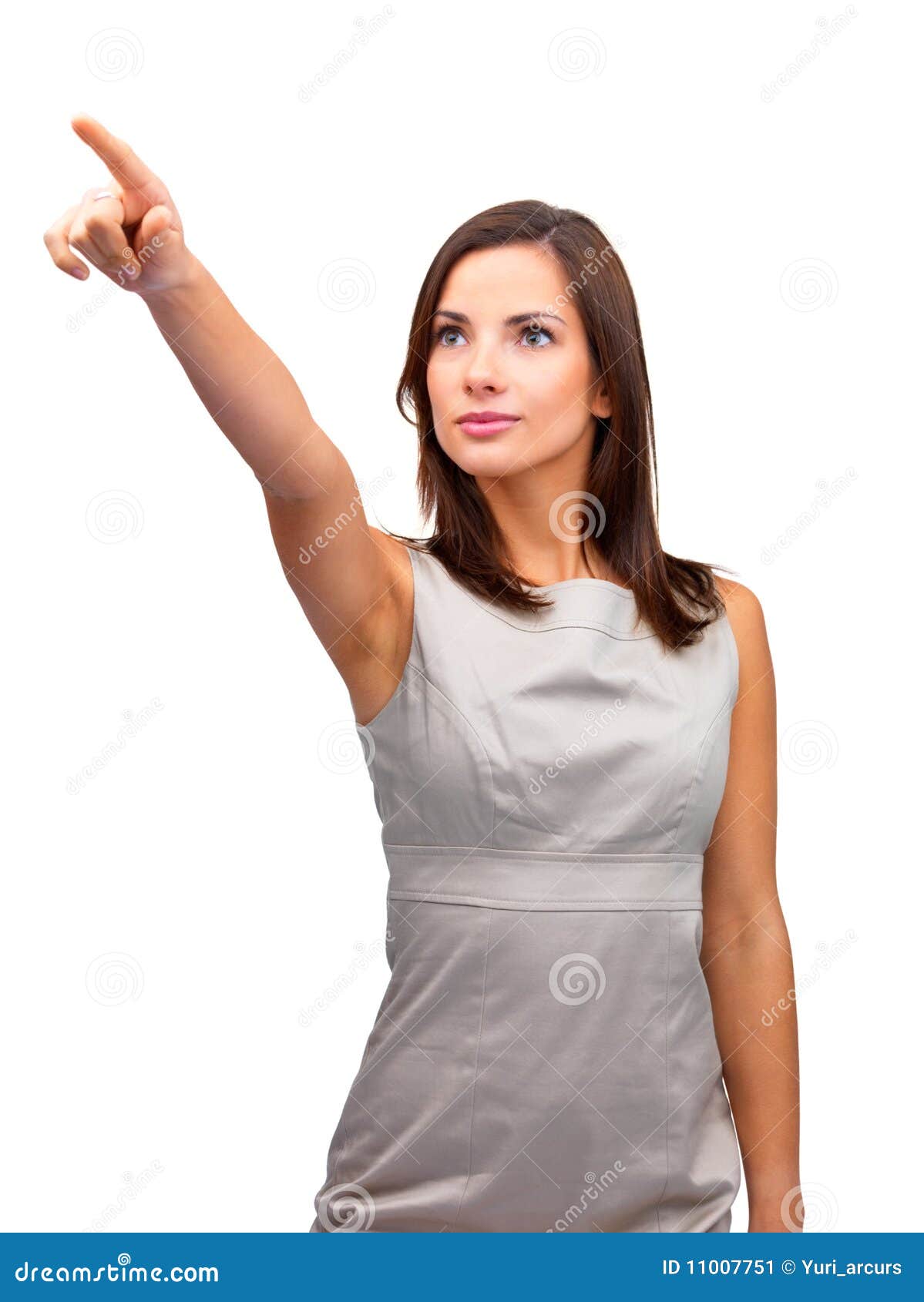 Pretty Young Woman Pointing Away Stock Image - Image of looking ...