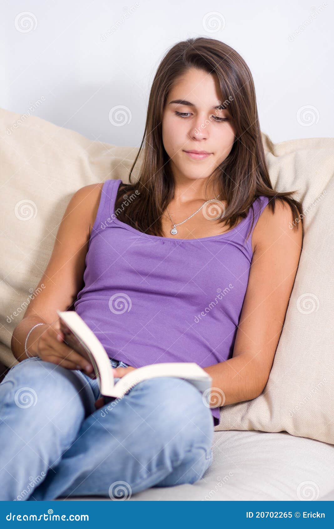 A Pretty Young Woman Reading a Book Stock Image - Image of people ...