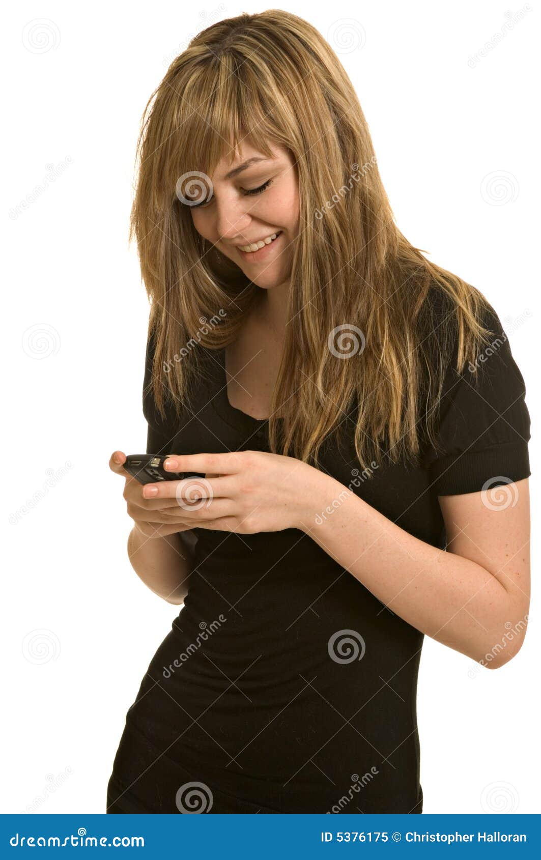 Pretty Young Woman Reading Text Message Stock Image - Image of ...