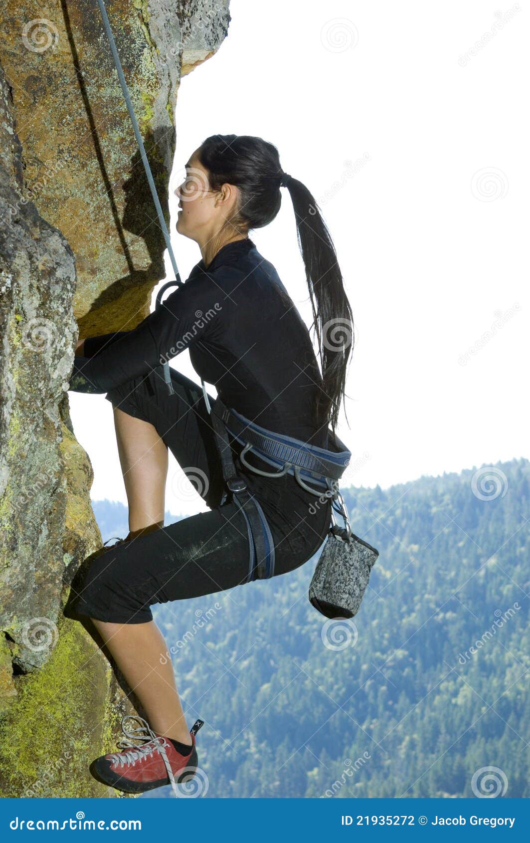 Pretty Young Woman Rock Climbing Stock Photo - Image of attractive ...