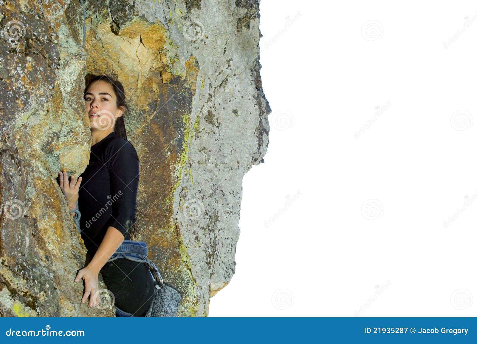Pretty Young Woman Rock Climbing Stock Image - Image of energy, climb ...