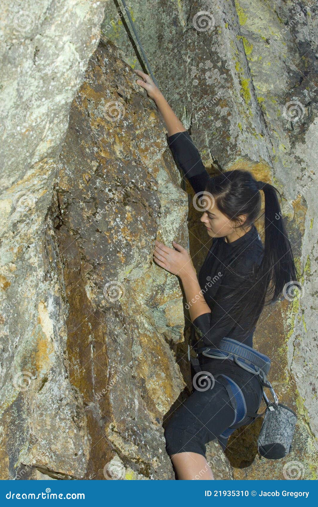 Pretty Young Woman Rock Climbing Stock Photo - Image of health, moving ...