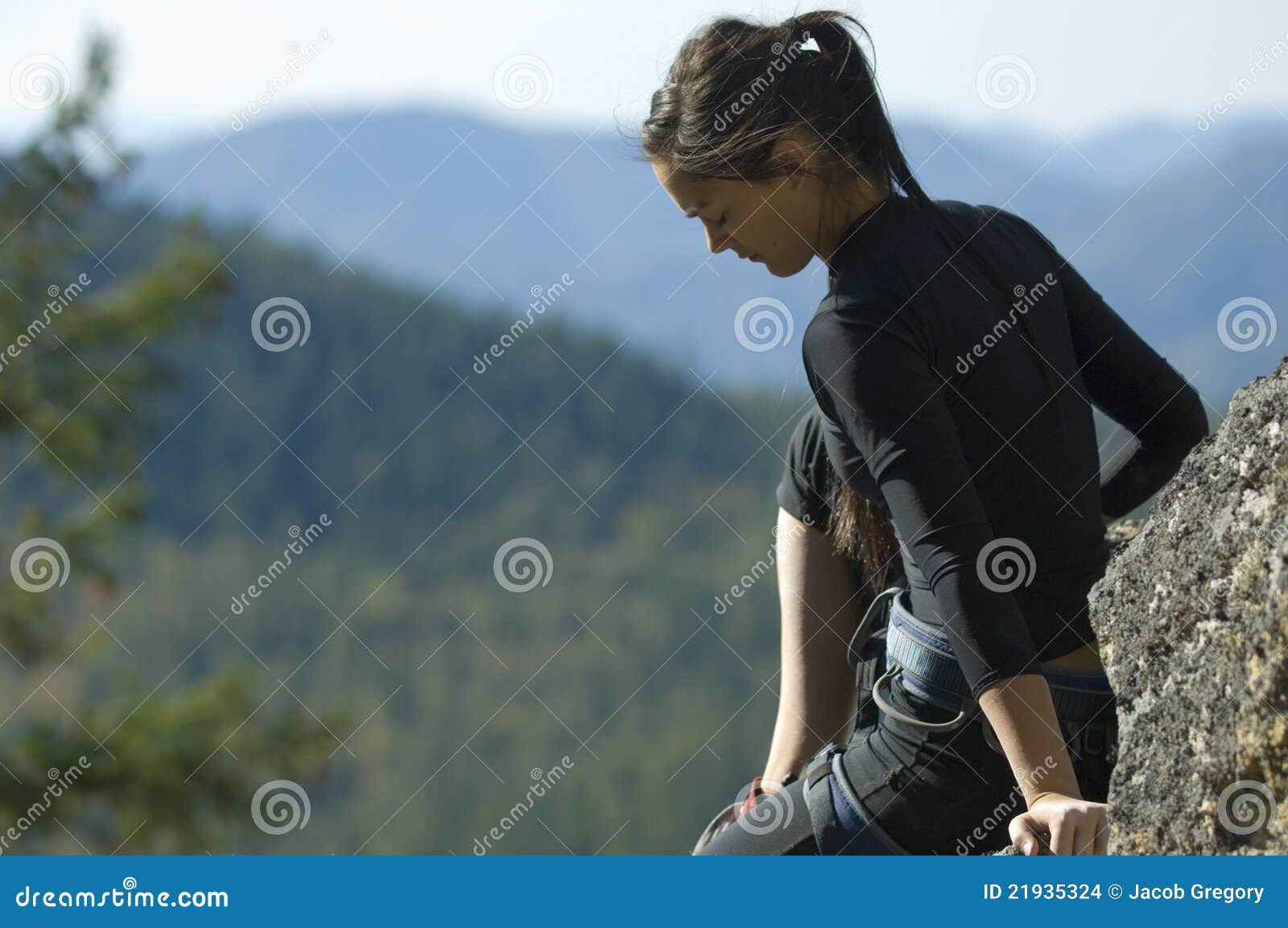 Pretty Young Woman Rock Climbing Stock Photo - Image of beautiful ...