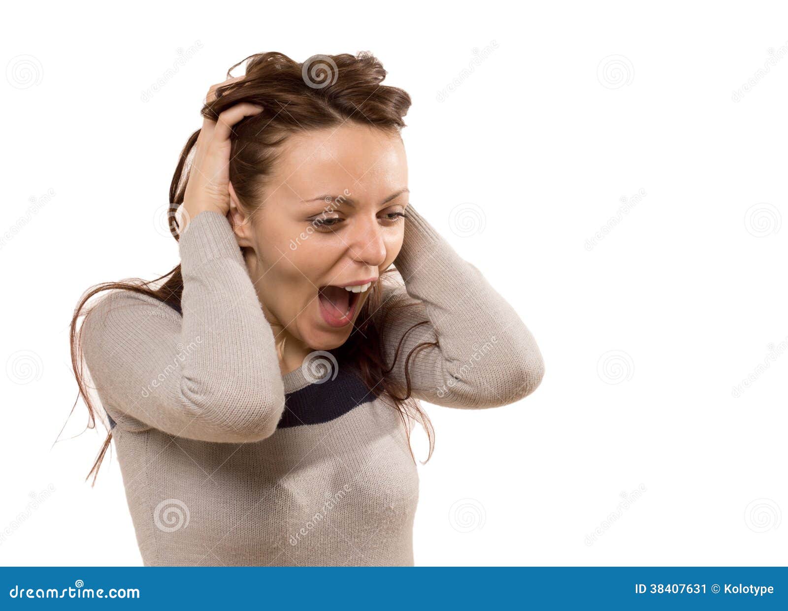 Pretty Young Woman Screaming in Excitement Stock Image - Image of ...