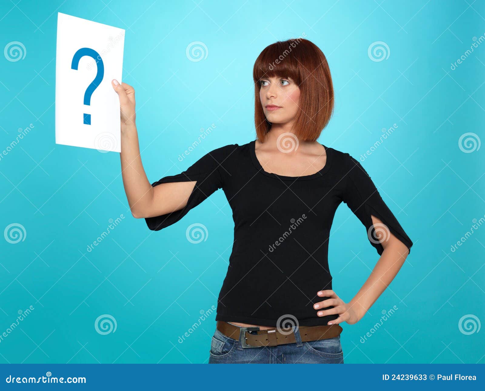 Pretty Young Woman Showing a Question Mark Stock Image - Image of ...