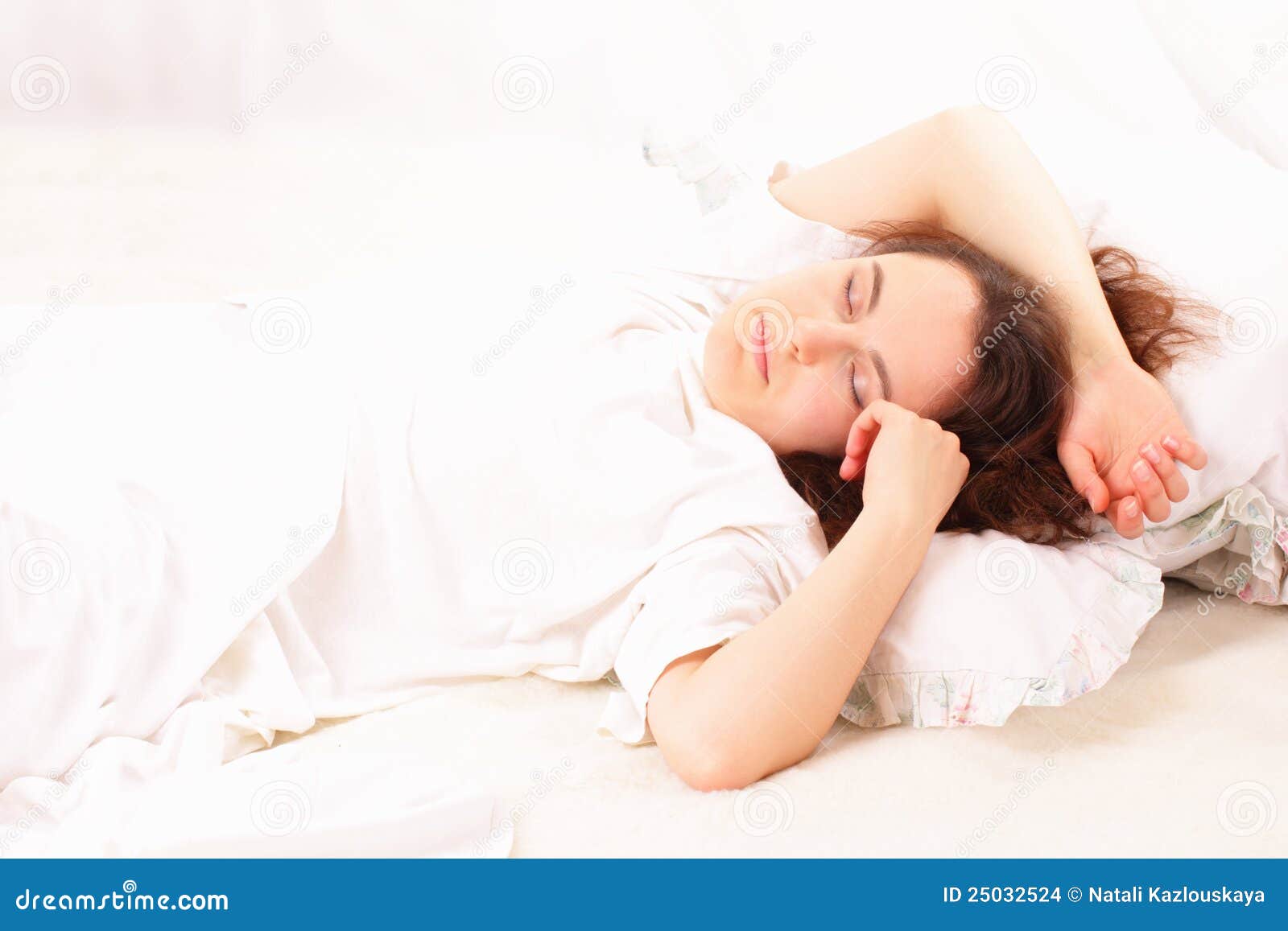 Pretty Young Woman Sleeping Stock Photo - Image of cloth, light: 25032524