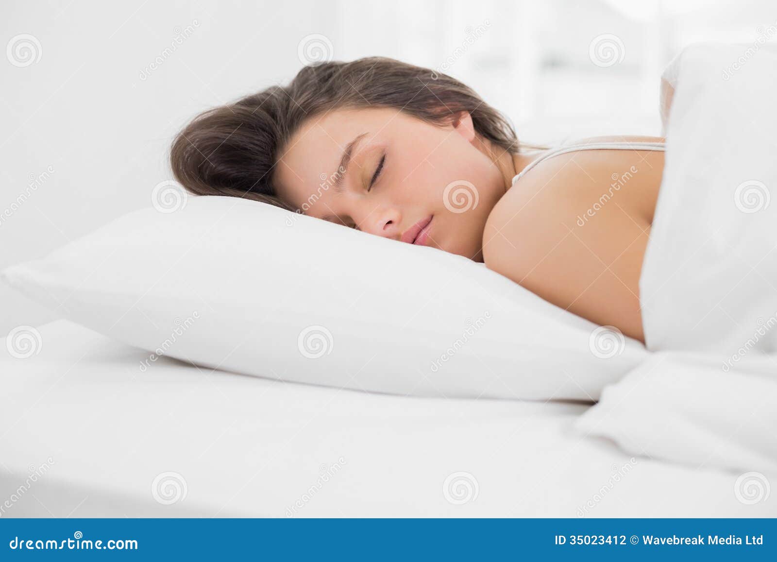 Pretty Young Woman Sleeping in Bed Stock Photo - Image of relaxation ...