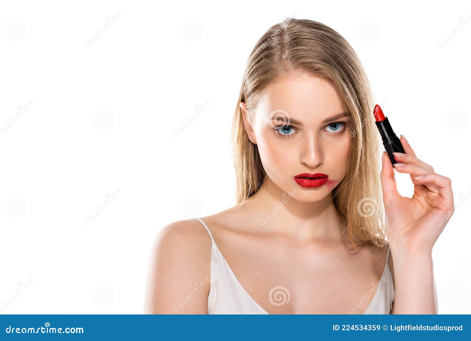 Pretty Young Woman Smeared Red Lipstick Stock Image - Image of ... Pretty Young Woman Smeared Red Lipstick Stock Image - Image of ...