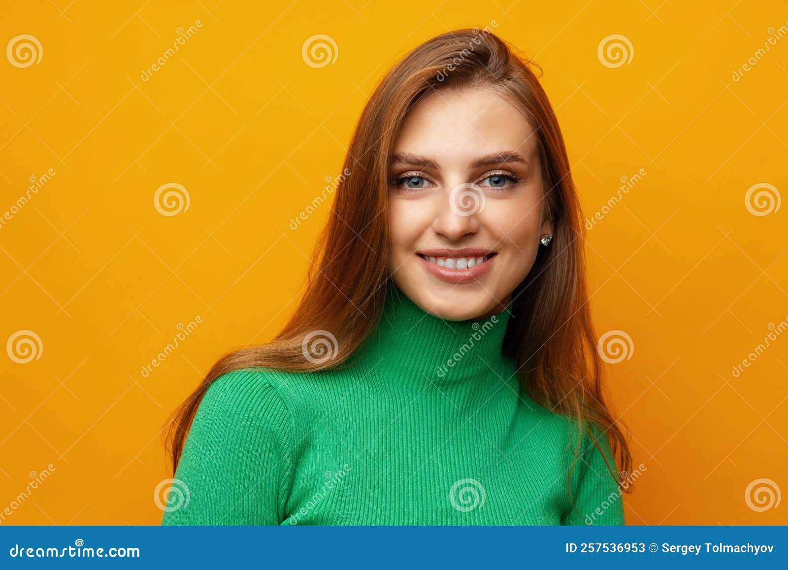 Pretty Young Woman Smiling Over Yellow Isolated Background Stock Image ...